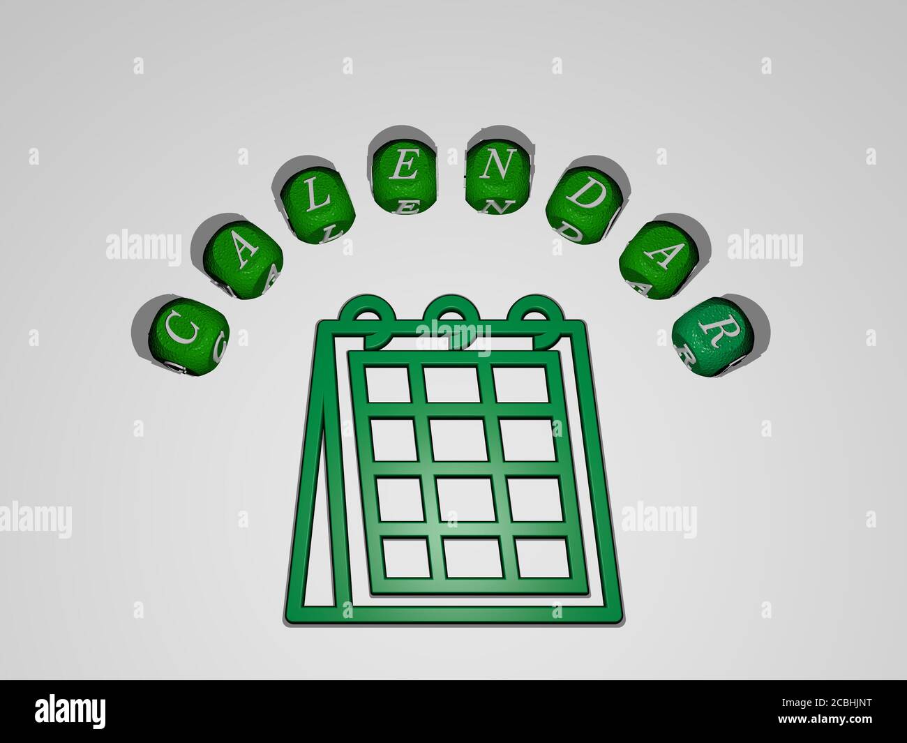 CALENDAR icon surrounded by the text of individual letters - 3D ...