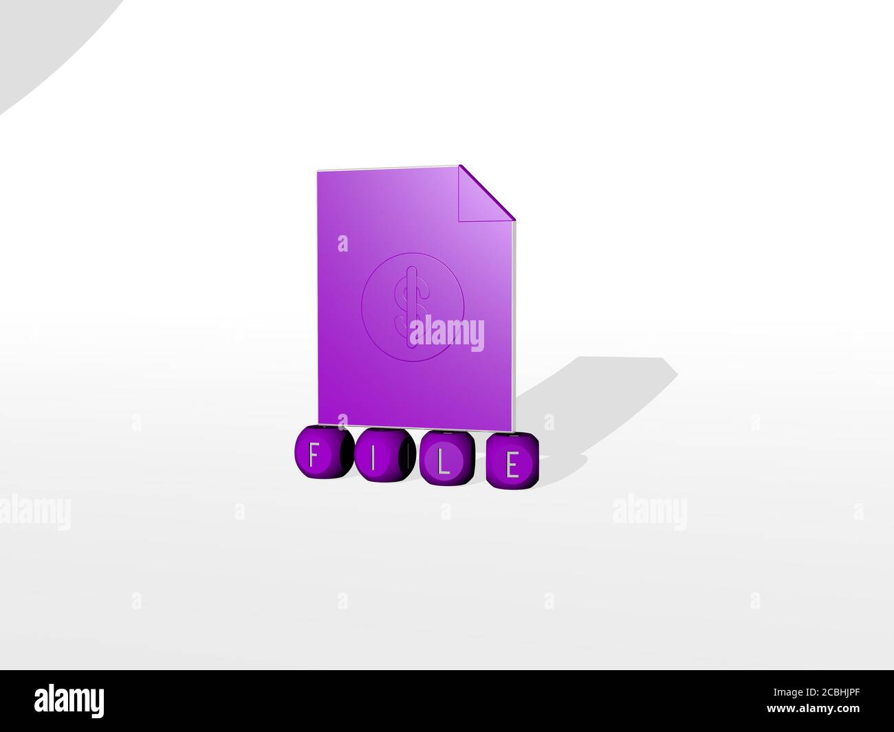 file cubic letters with 3D icon on the top - 3D illustration for ...