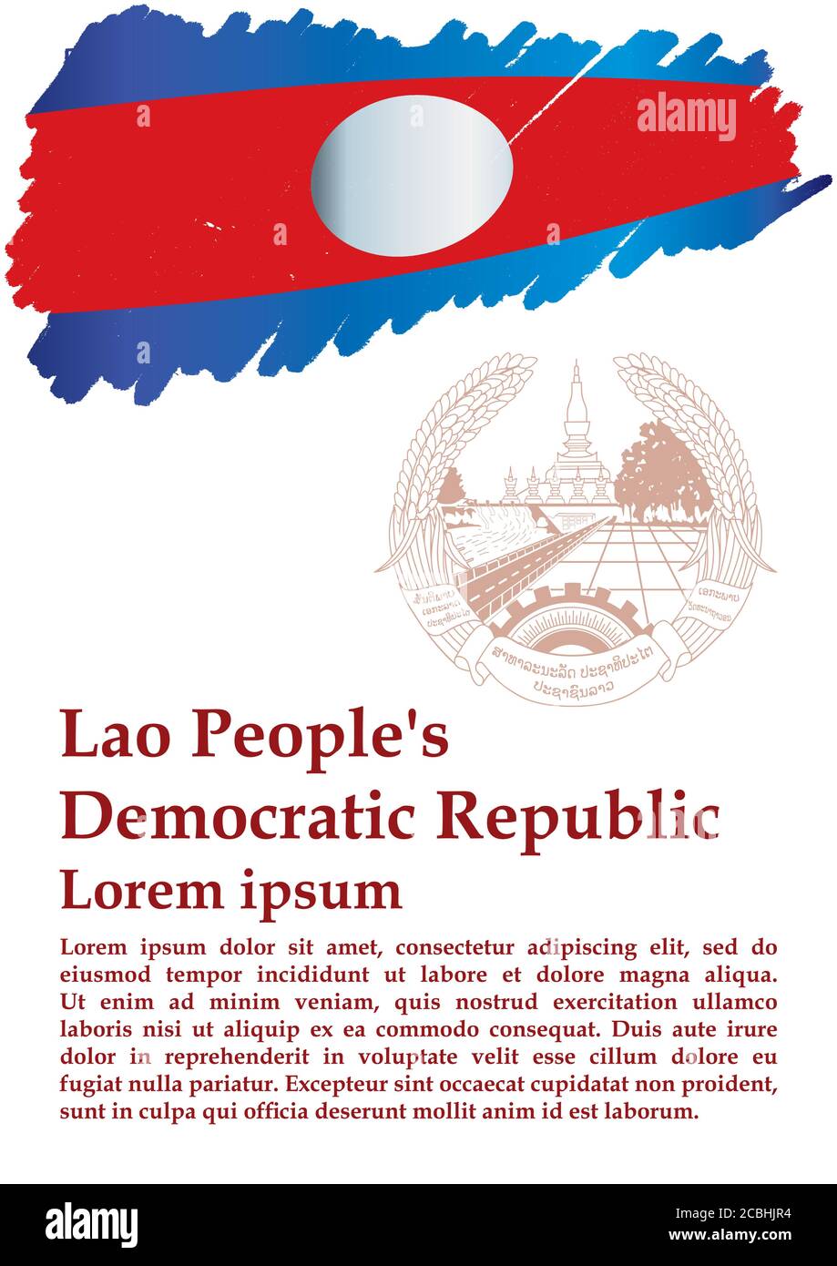 Flag of Laos, Lao People's Democratic Republic. Template for award ...