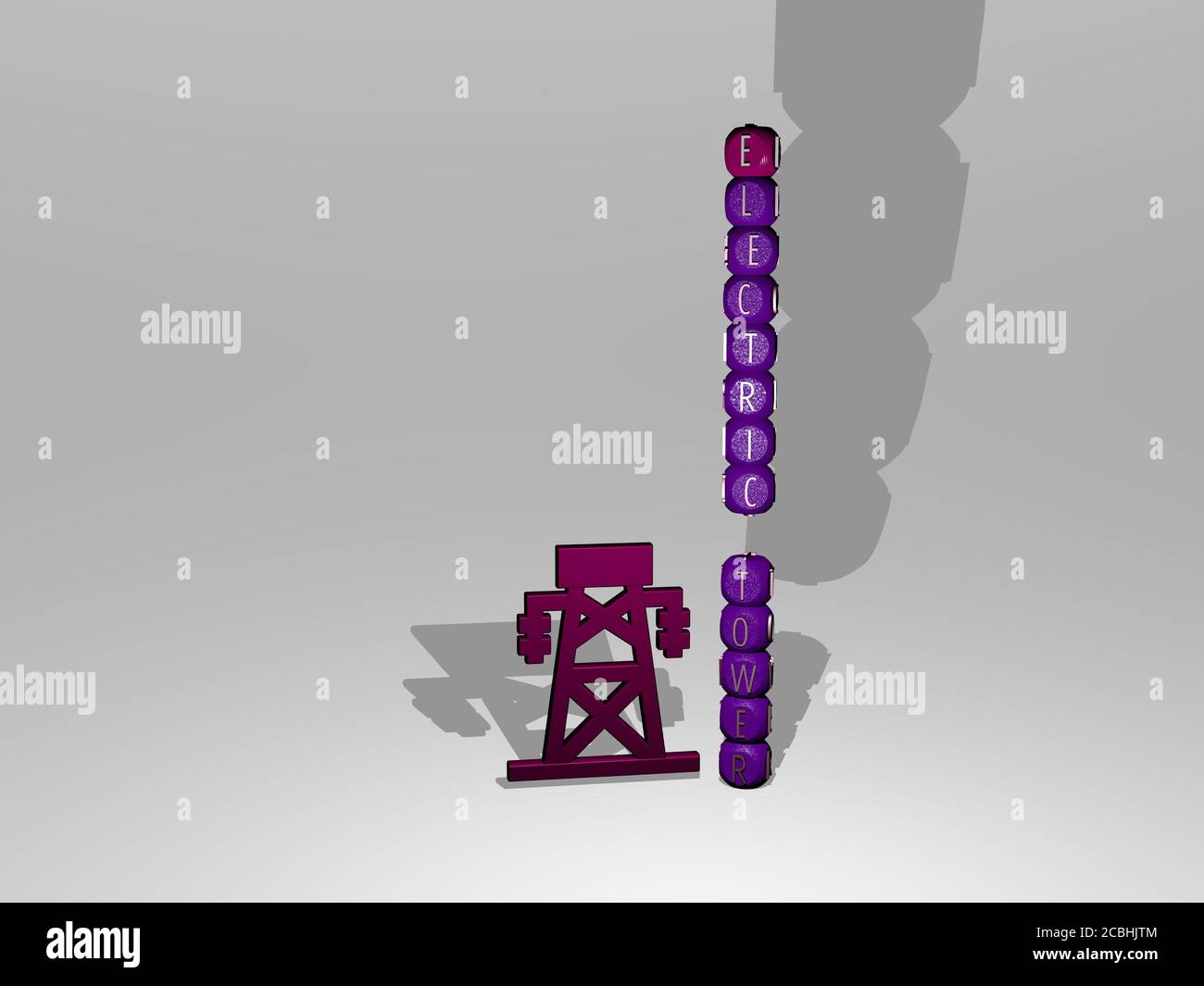 ELECTRIC TOWER text beside the 3D icon - 3D illustration for background ...