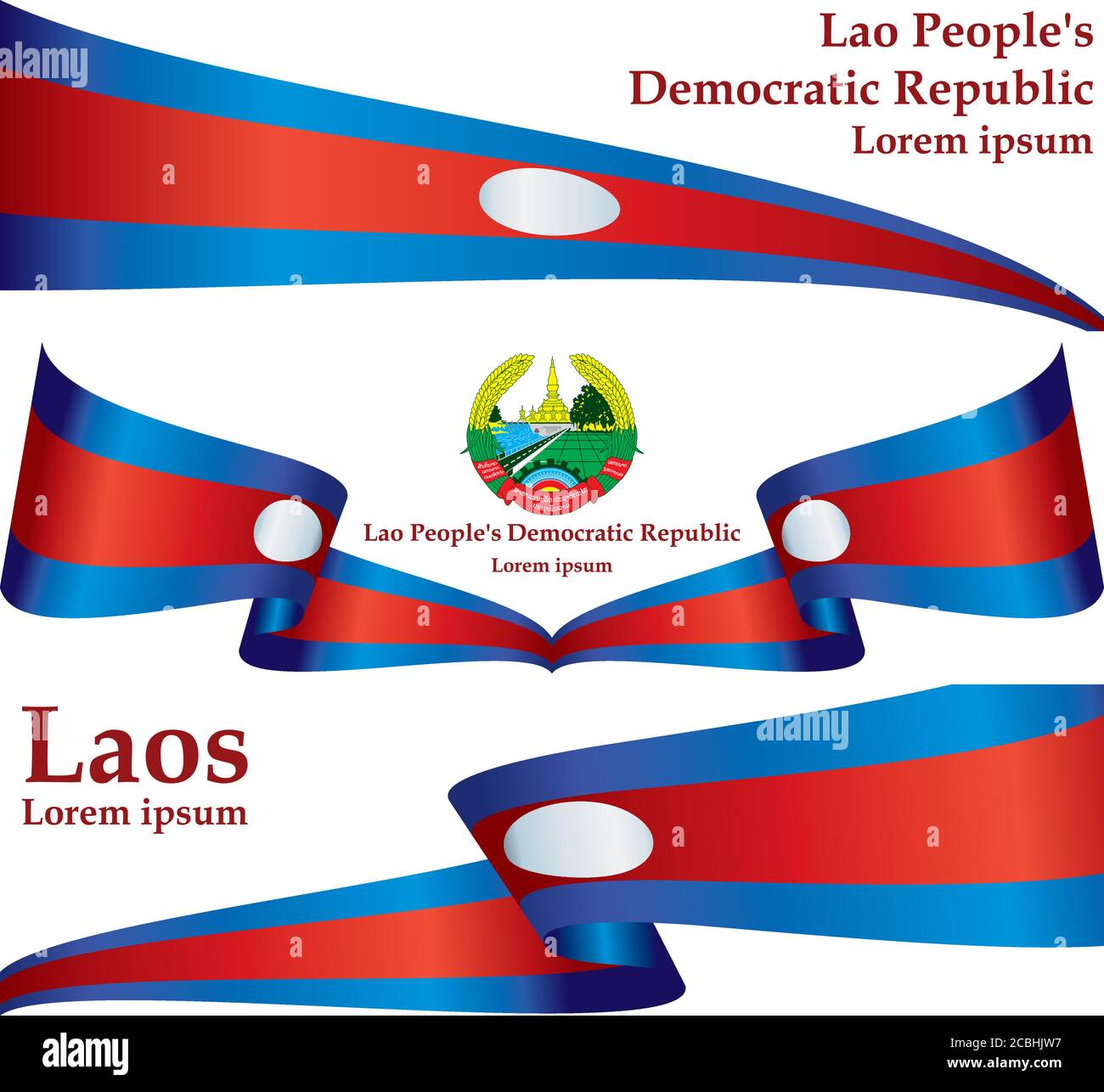Flag of Laos, Lao People's Democratic Republic. Template for award ...
