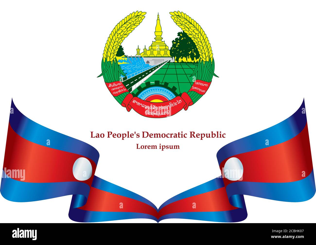 Flag of Laos, Lao People's Democratic Republic. Template for award ...