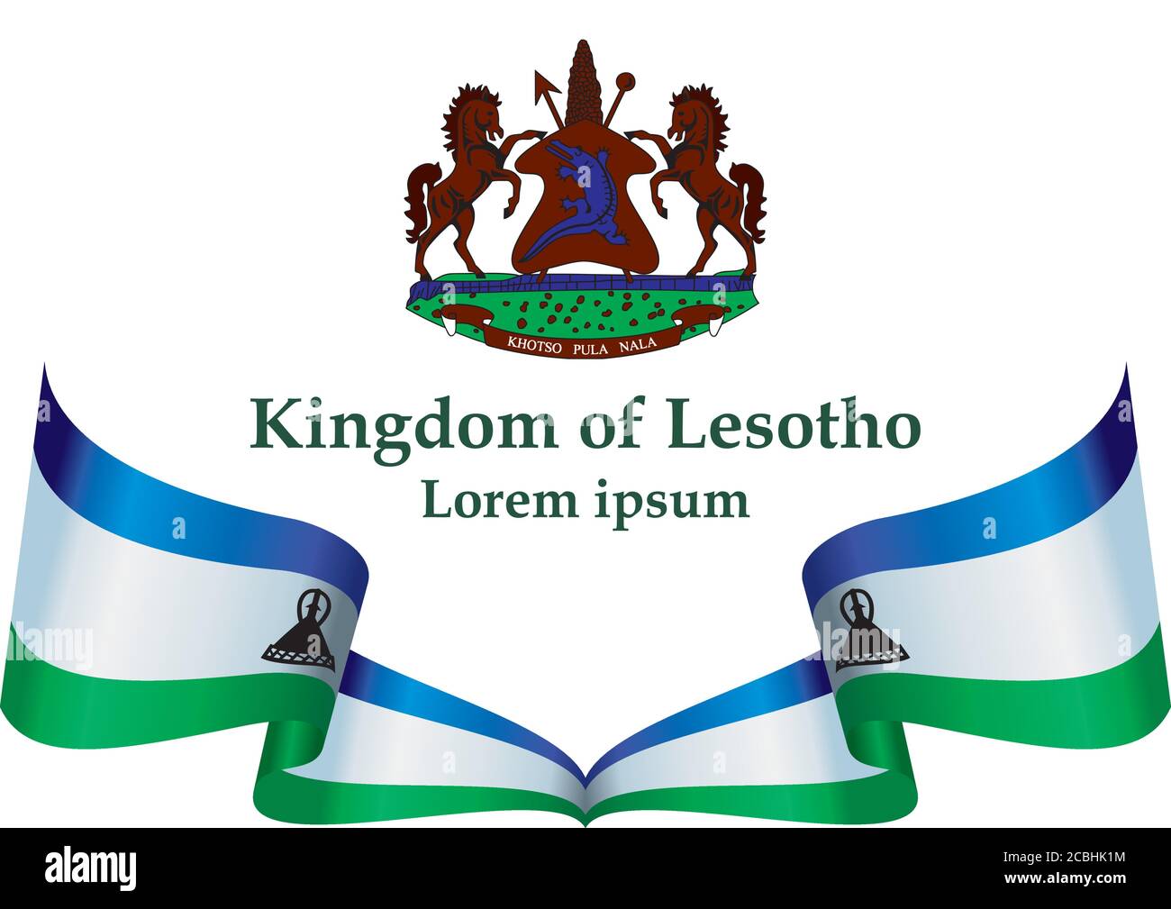 Flag of Lesotho, Kingdom of Lesotho. Template for award design, an ...