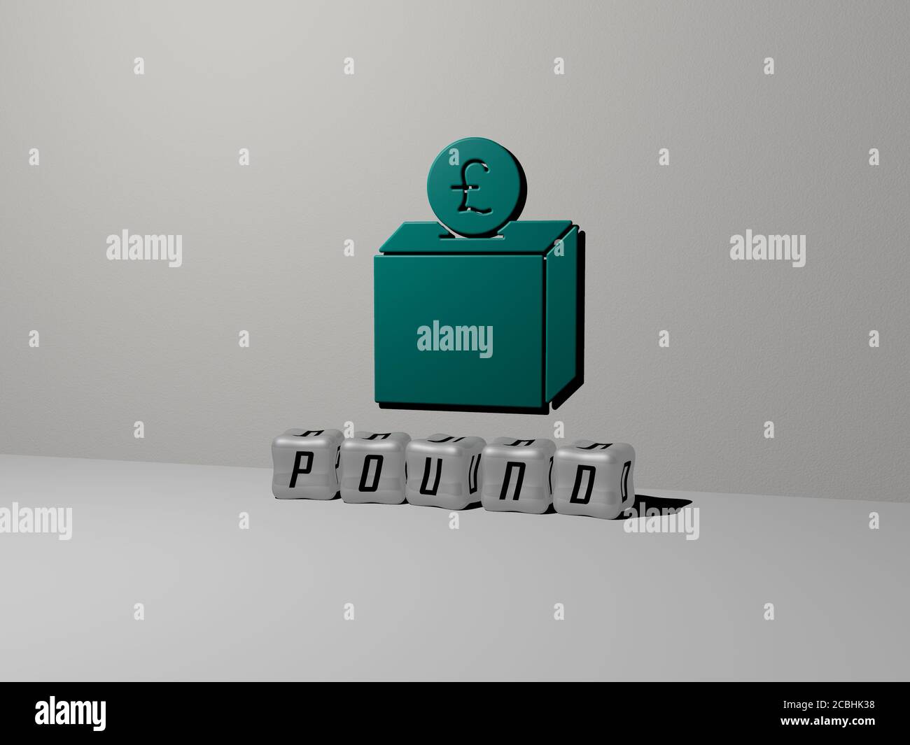 pound 3D icon on the wall and cubic letters on the floor - 3D ...