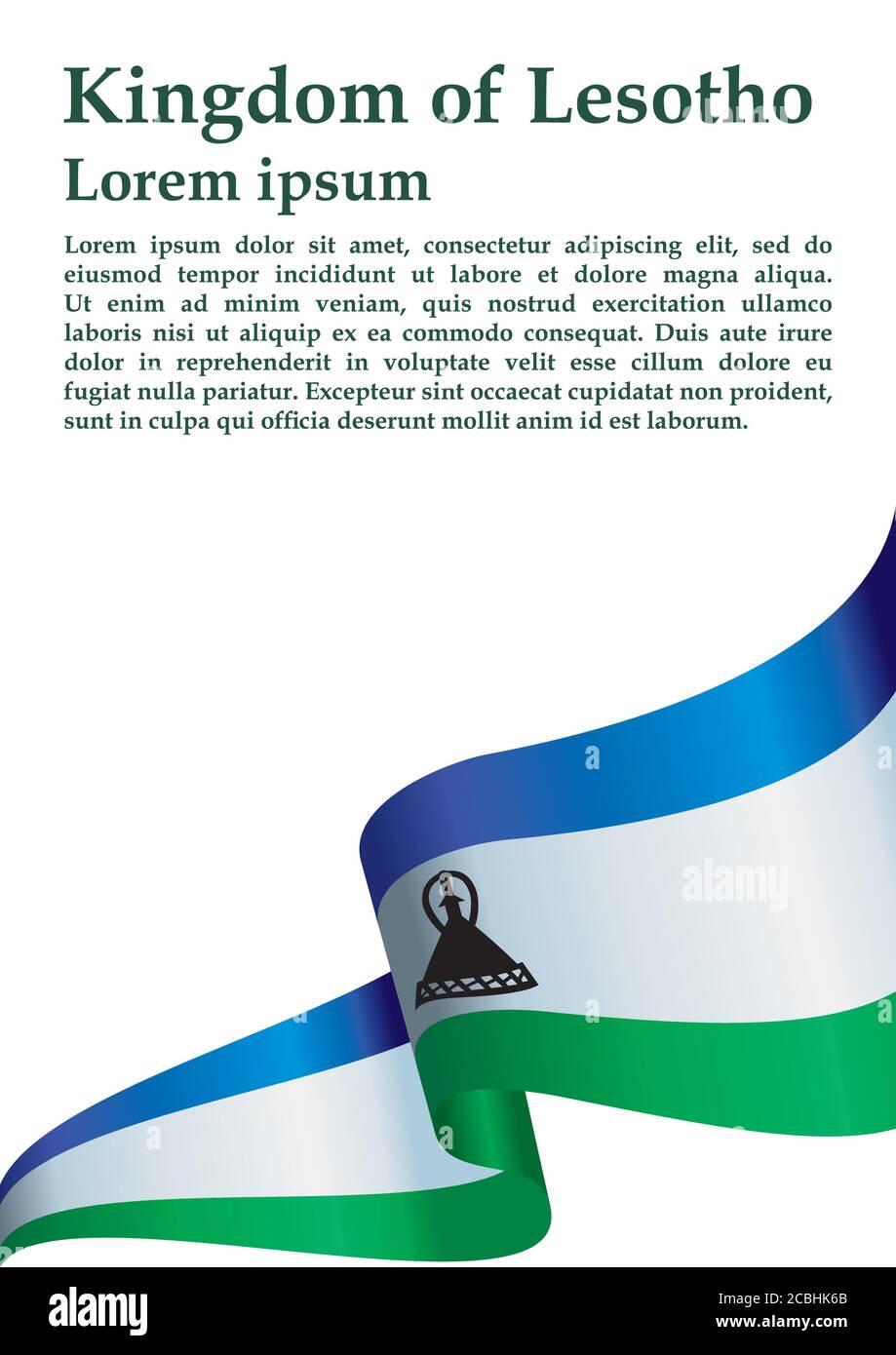 Flag of Lesotho, Kingdom of Lesotho. Template for award design, an ...