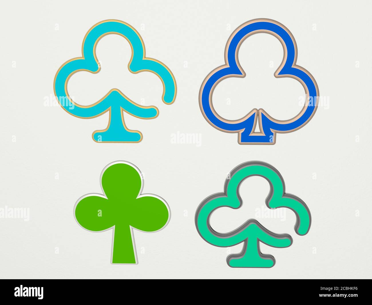 CLUBS 4 icons set - 3D illustration for background and card Stock Photo ...
