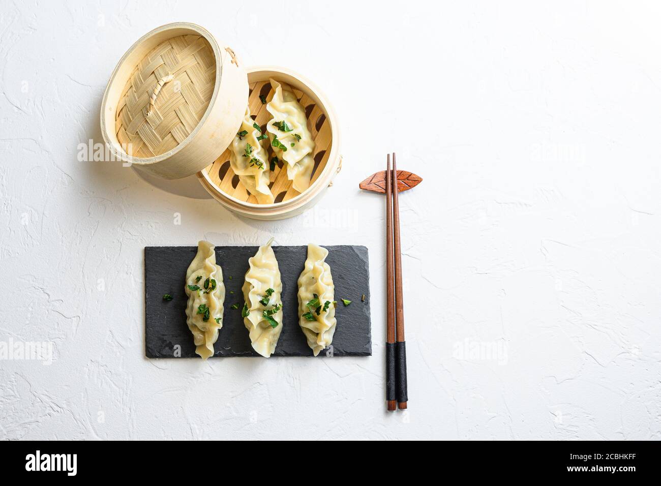 steamed dumpling or Japanese gyoza, dumplings snack in traditional ...