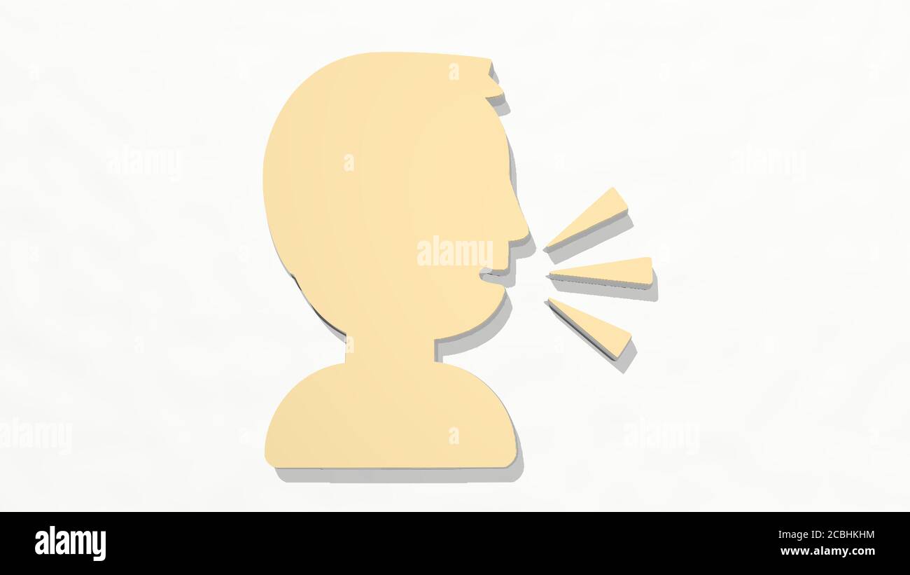 BOY SHOUTING from a perspective on the wall. A thick sculpture made of ...