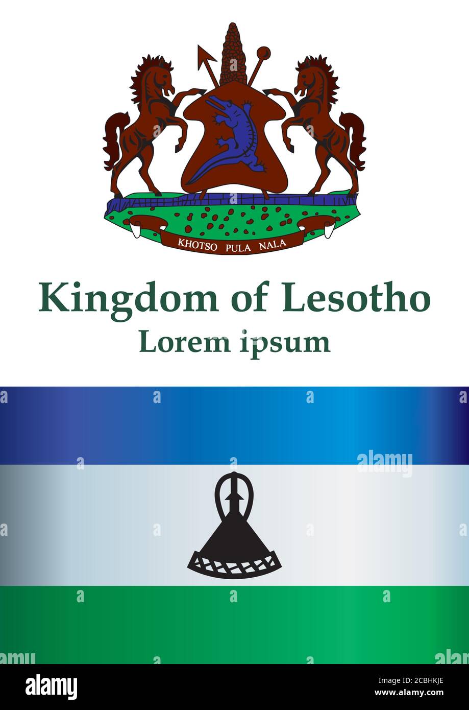 Flag of Lesotho, Kingdom of Lesotho. Template for award design, an ...