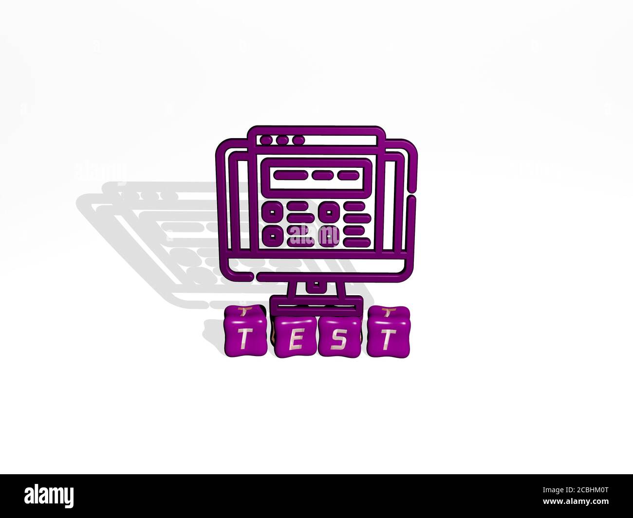 TEST 3D icon object on text of cubic letters - 3D illustration for ...