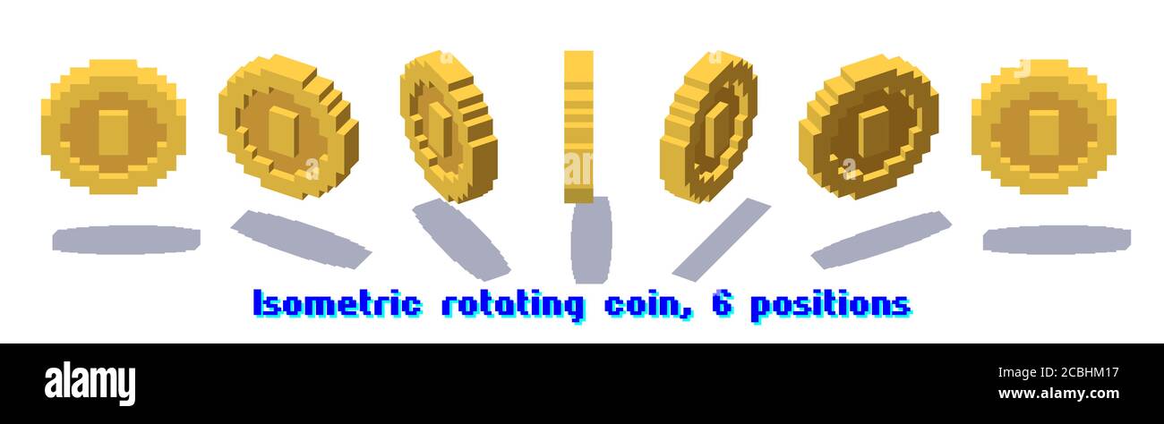Set of rotating pixel coins for game or app animation Stock Vector ...