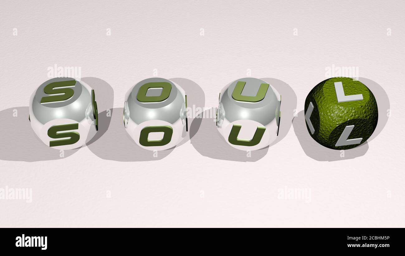 SOUL text of cubic individual letters - 3D illustration for background ...