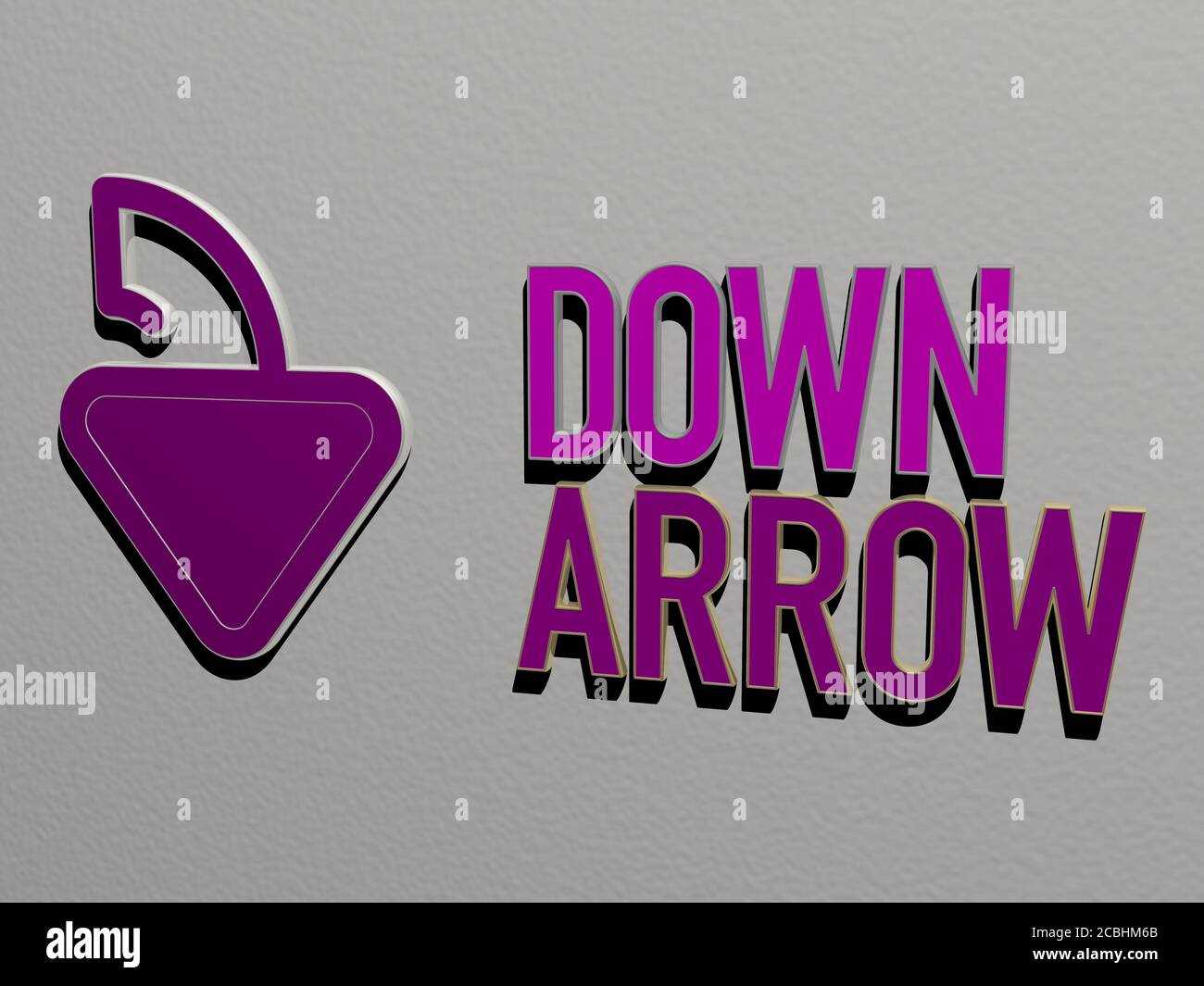 down arrow icon and text on the wall - 3D illustration for background ...