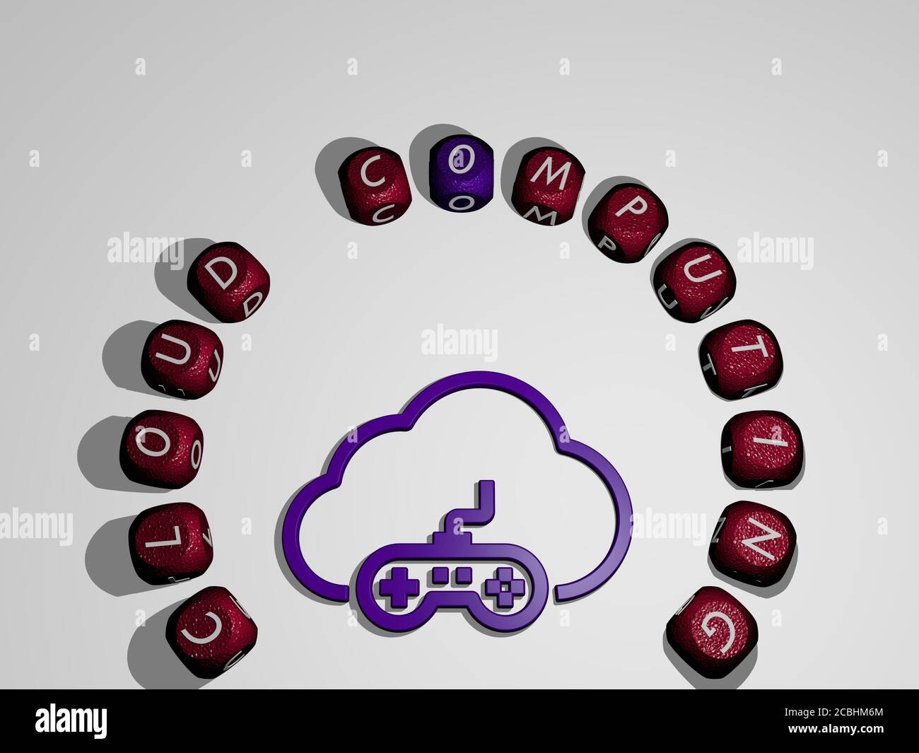 CLOUD COMPUTING icon surrounded by the text of individual letters - 3D ...