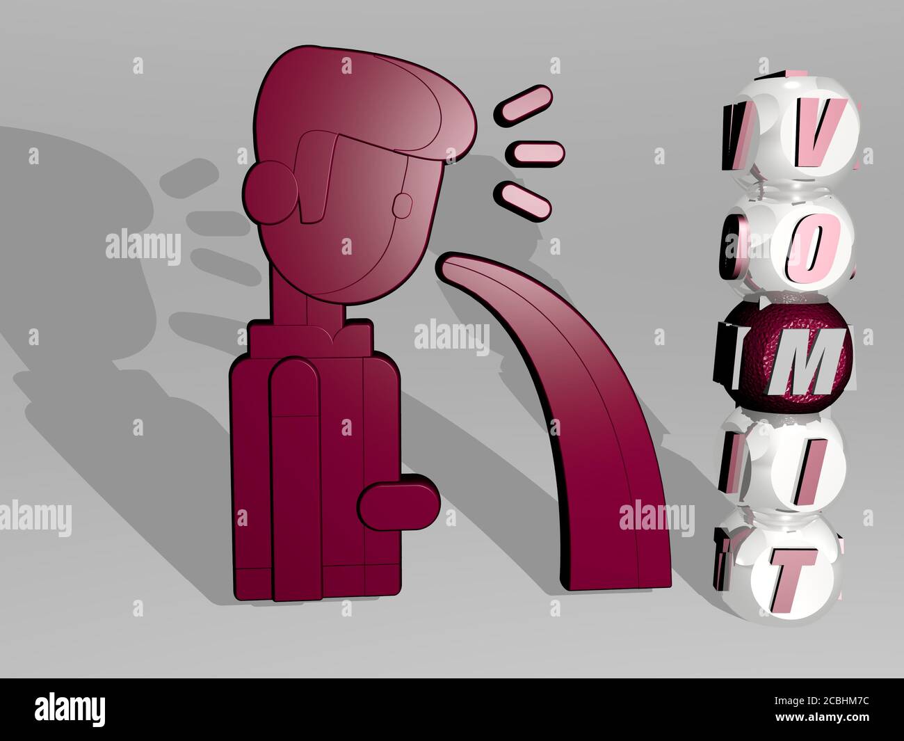vomit 3D icon beside the vertical text of individual letters - 3D ...
