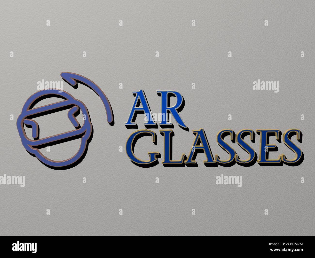 AR GLASSES icon and text on the wall - 3D illustration for background ...