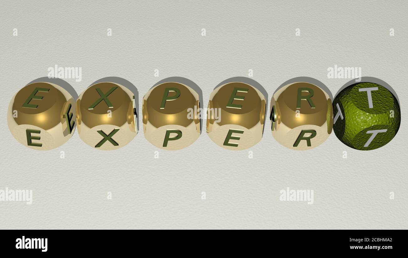EXPERT text by cubic dice letters - 3D illustration for business and ...