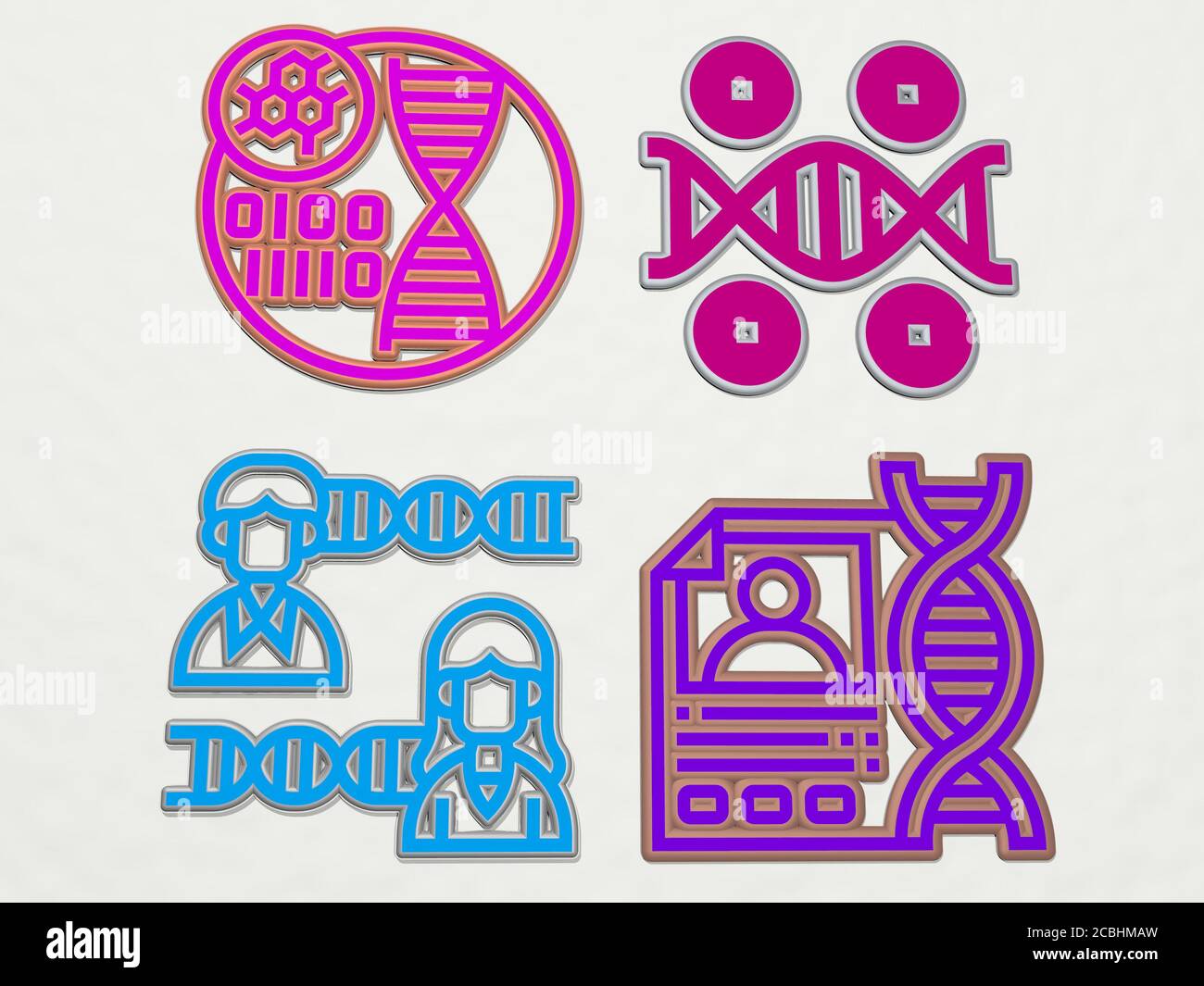 GENETIC 4 icons set - 3D illustration for dna and background Stock ...