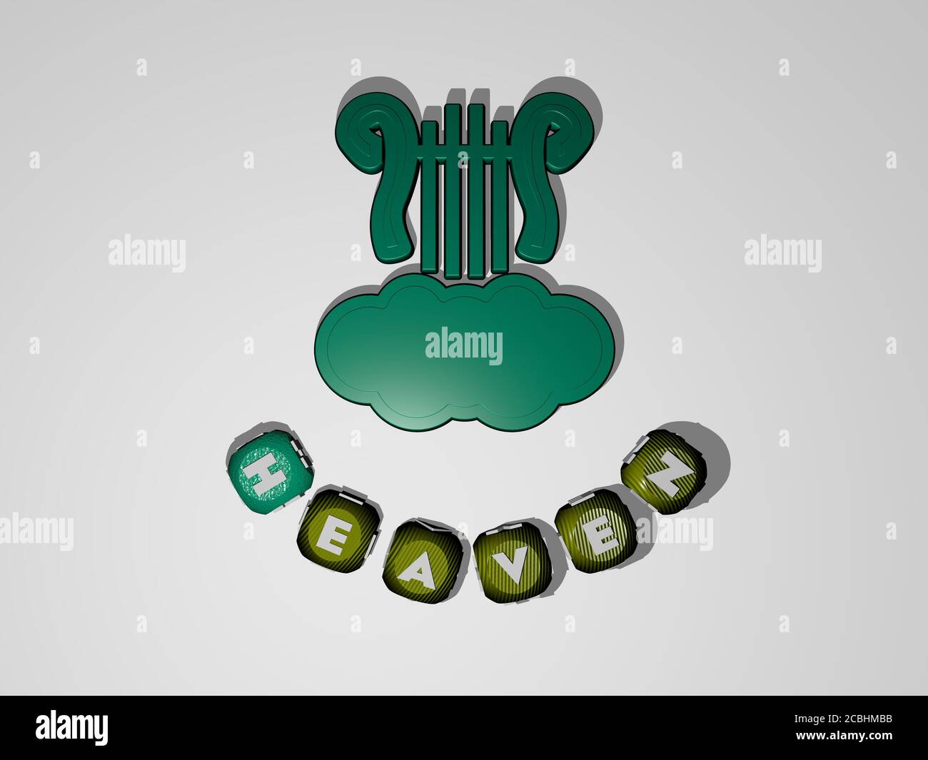 heaven text around the 3D icon - 3D illustration for background and ...