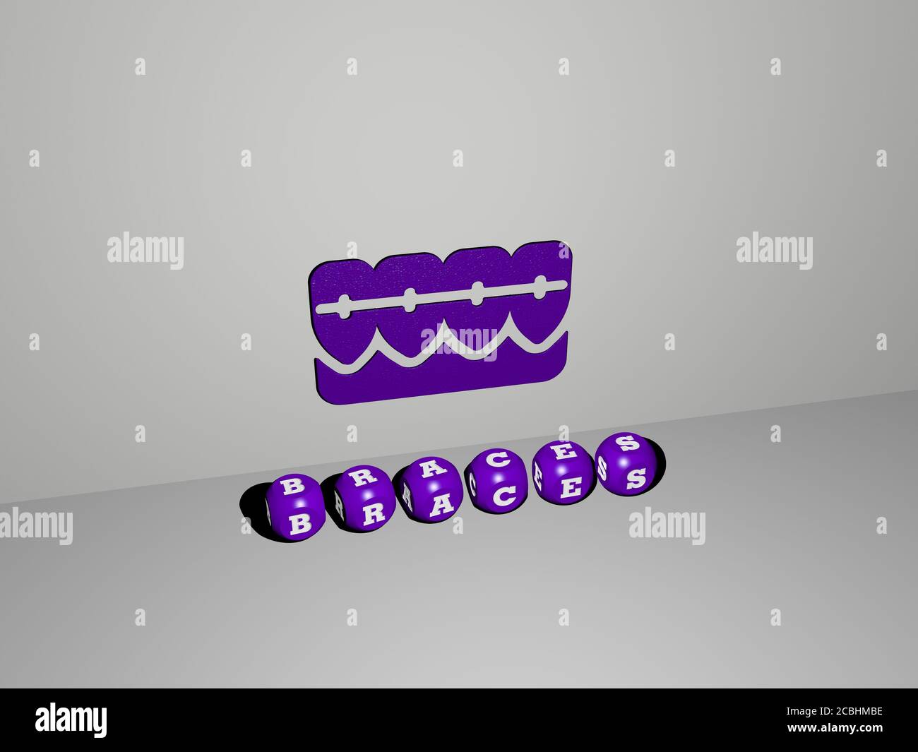 3D graphical image of braces vertically along with text built by ...