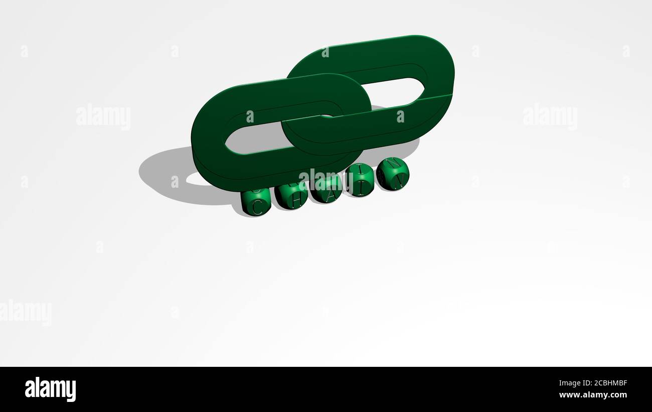 chain 3D icon over cubic letters - 3D illustration for background and ...