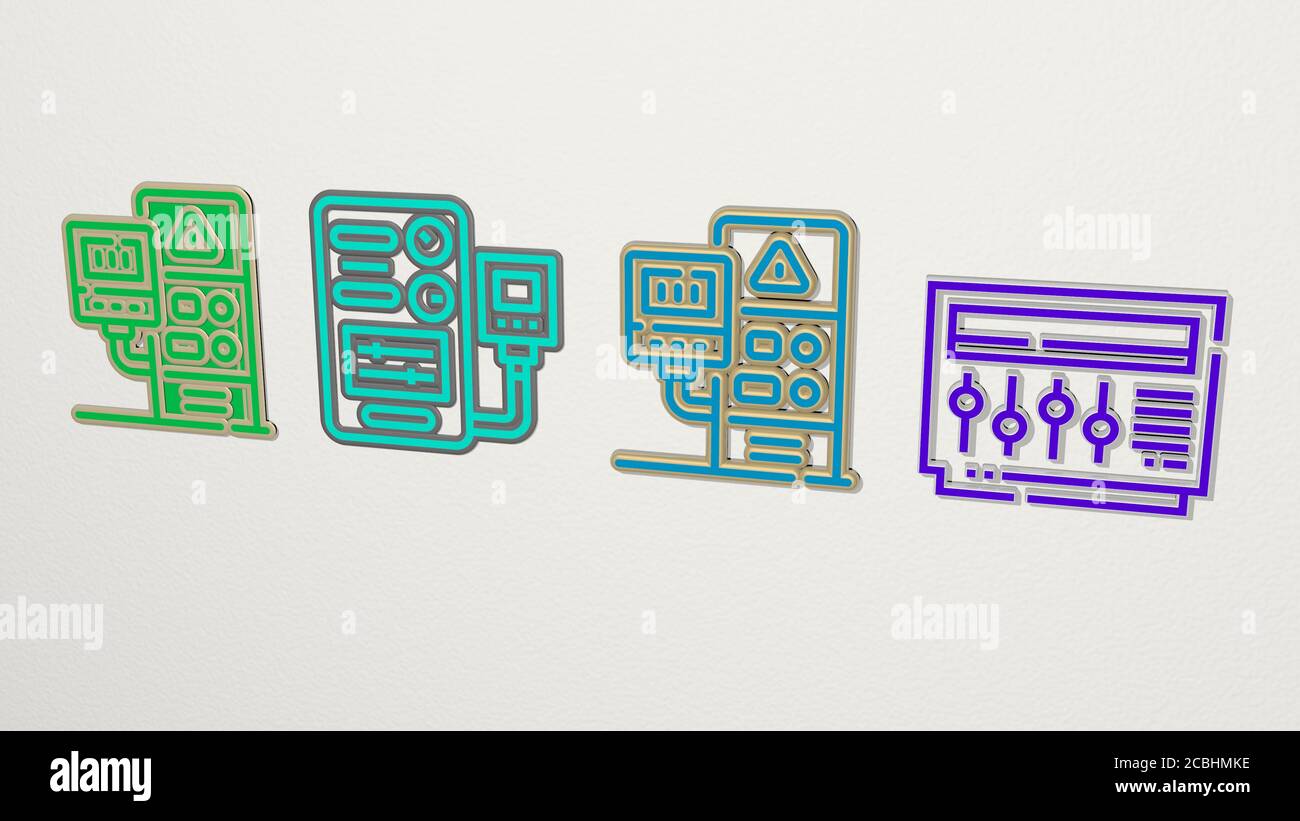 CONTROL SYSTEM 4 icons set - 3D illustration Stock Photo - Alamy