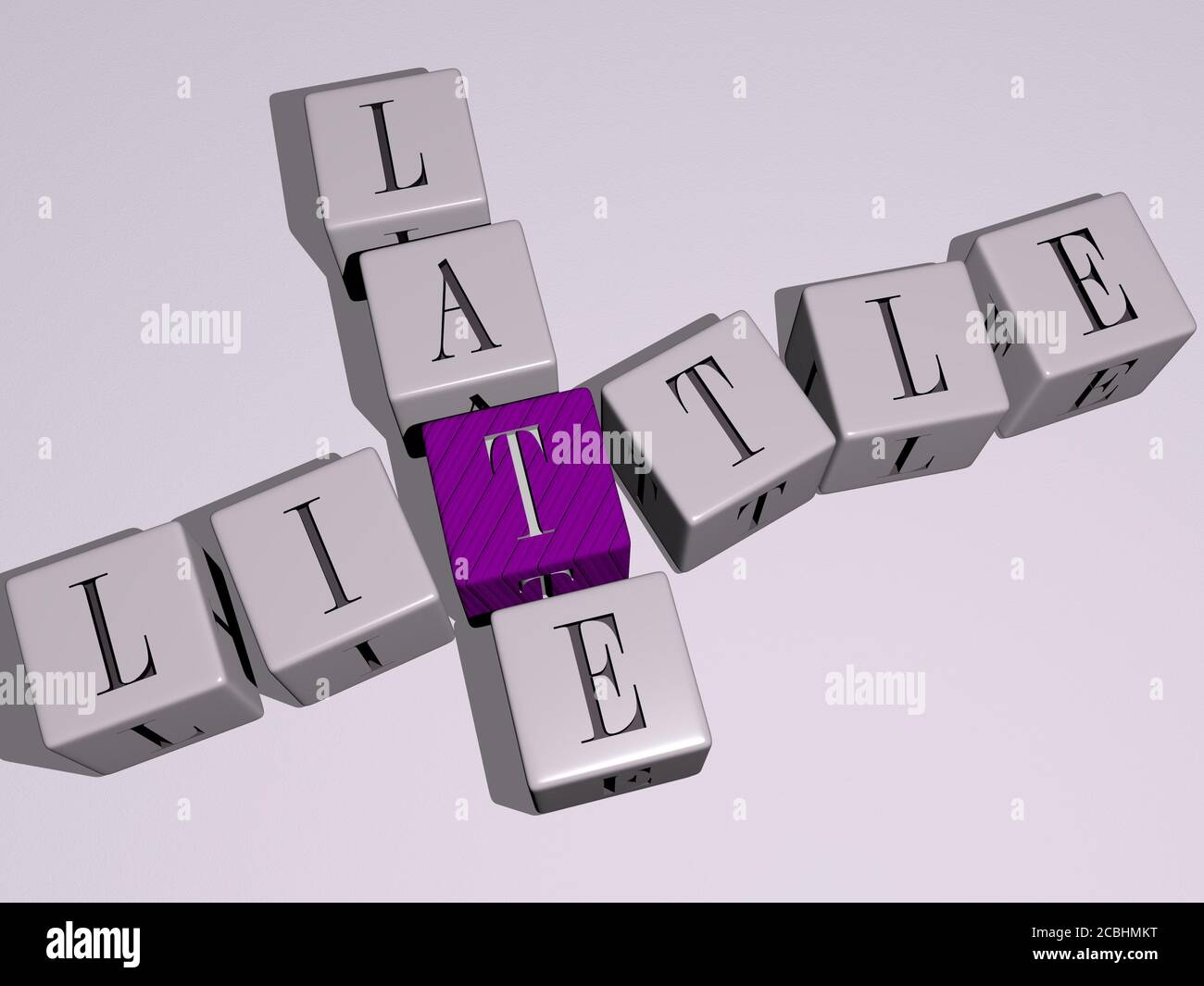 little late crossword by cubic dice letters - 3D illustration for girl ...