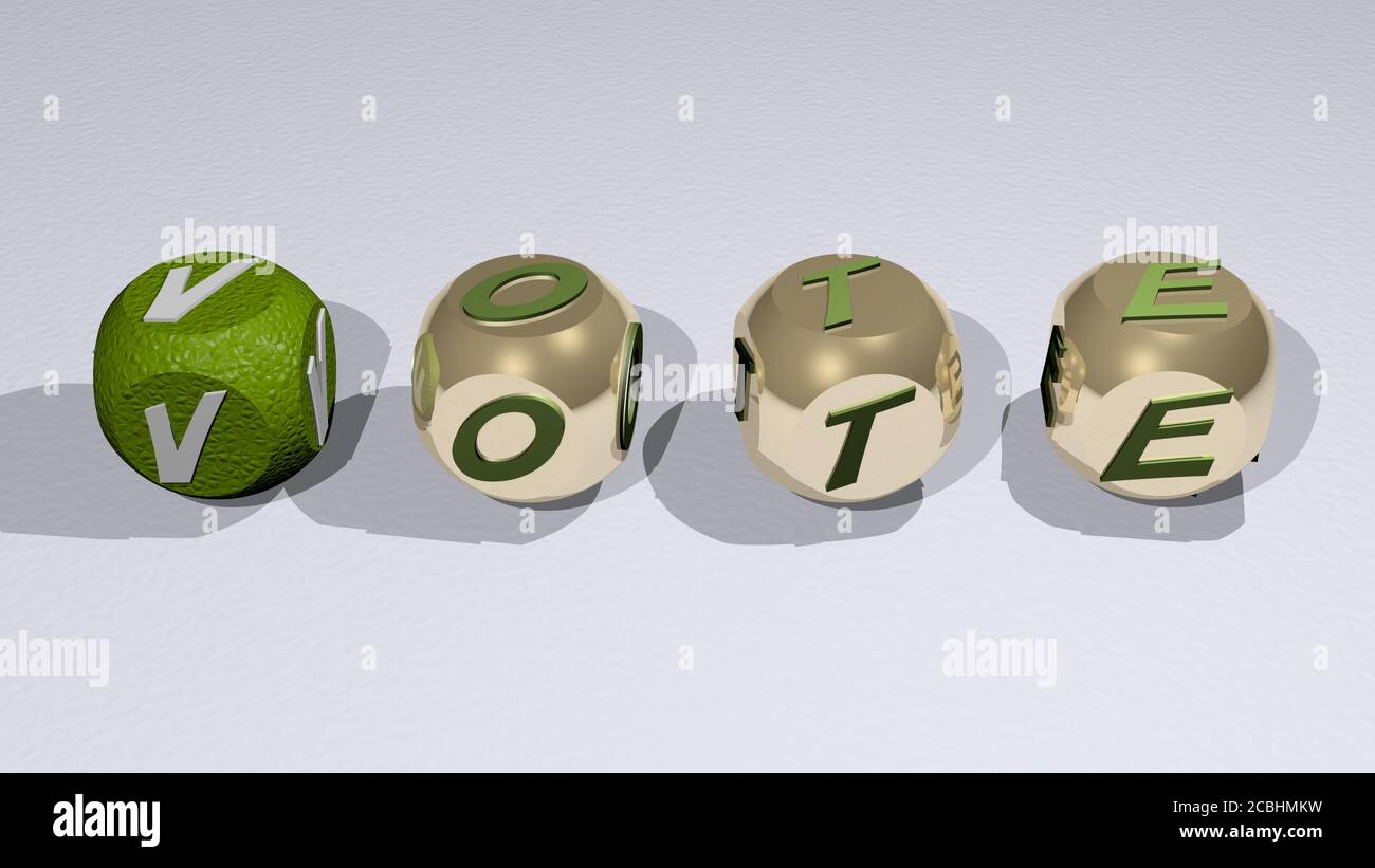 VOTE text of cubic individual letters - 3D illustration for election ...