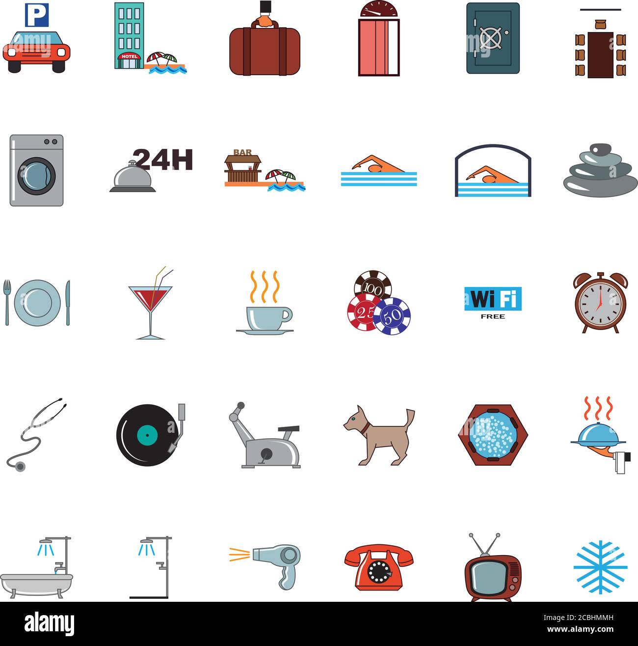 set of isolated retro vector hotel icons Stock Vector Image & Art - Alamy