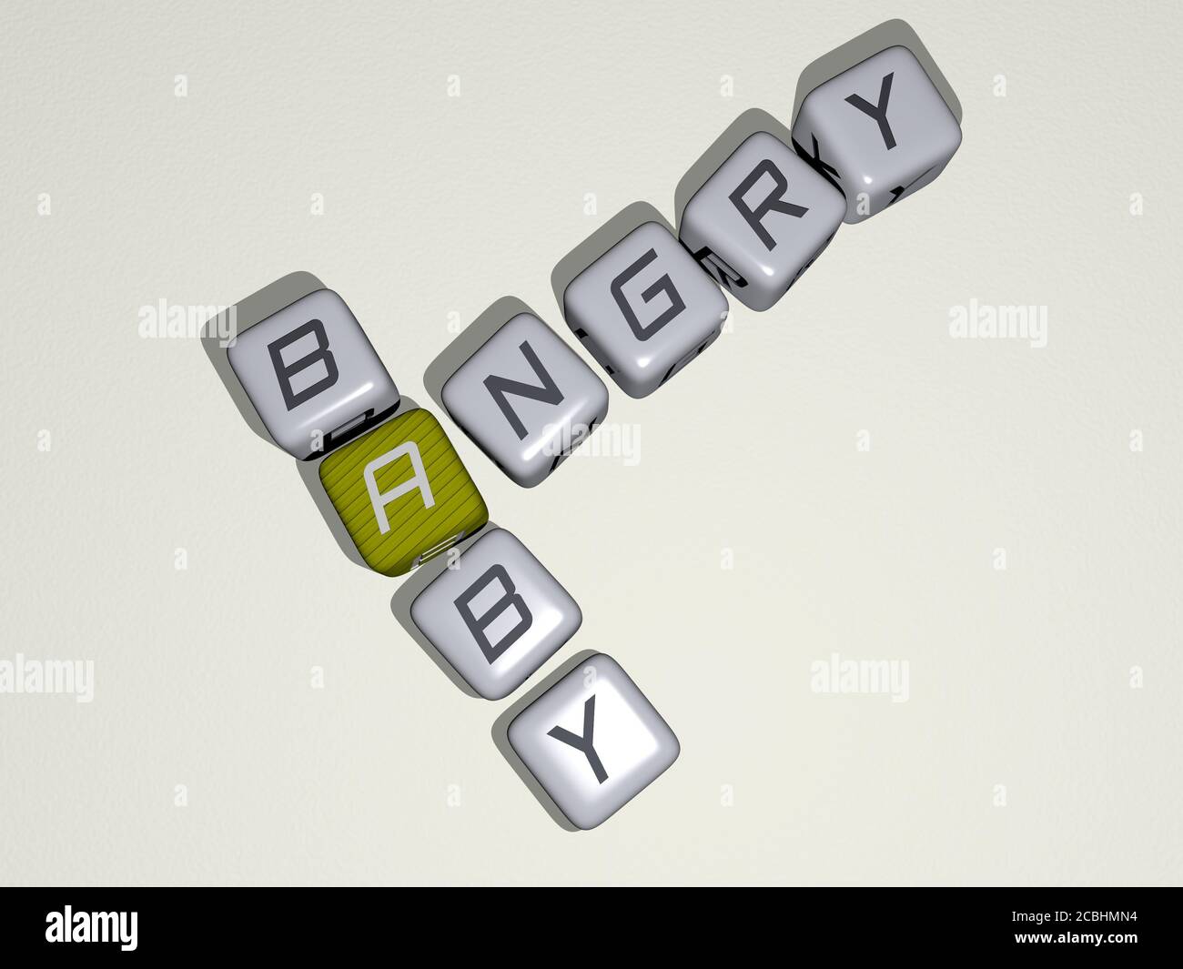 angry baby crossword by cubic dice letters - 3D illustration for ...