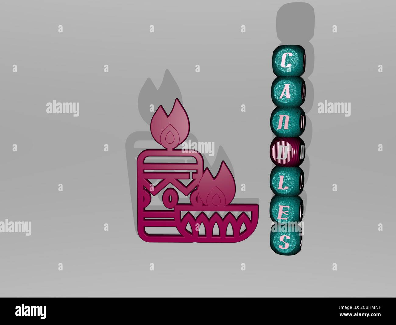 candles text beside the 3D icon - 3D illustration for background and ...