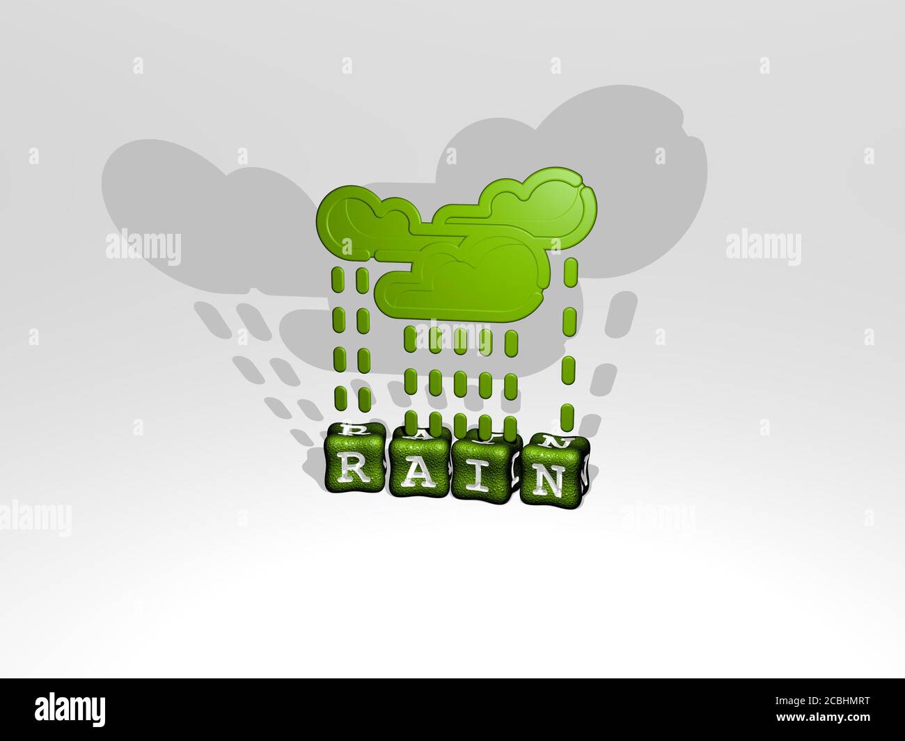 rain 3D icon on cubic text - 3D illustration for background and ...