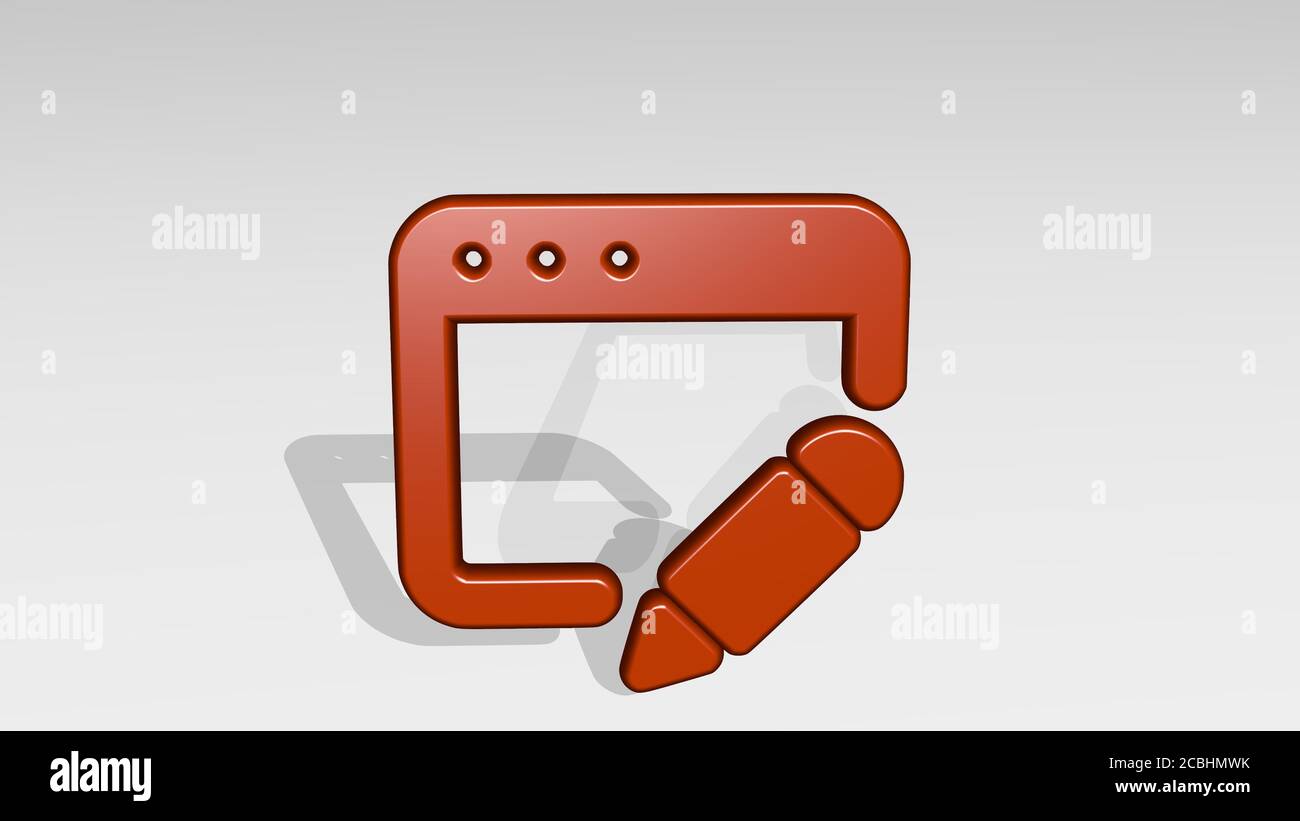 app window edit 3D icon casting shadow - 3D illustration for design and ...