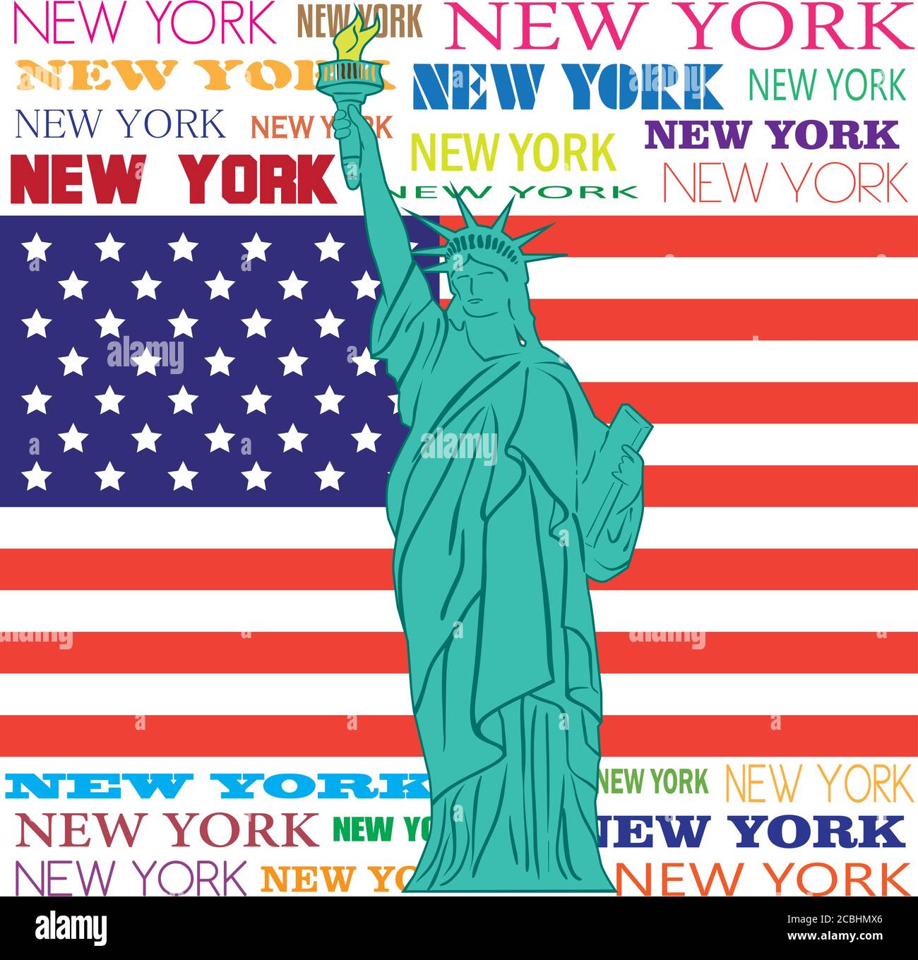 Statue of liberty and the manhattan Stock Vector Images - Alamy