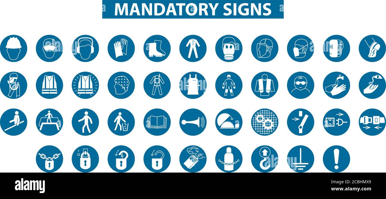 set of mandatory signs on white background Stock Vector Image & Art - Alamy
