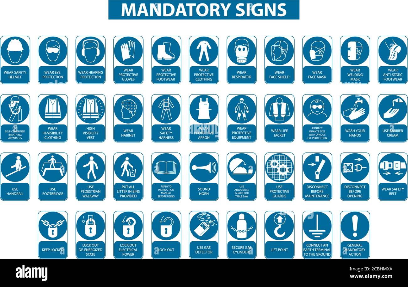 set of mandatory signs on white background Stock Vector Image & Art - Alamy