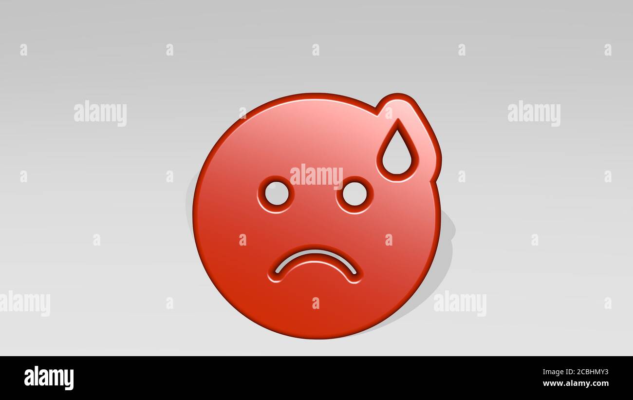 SMILEY IN TROUBLE 3D icon casting shadow - 3D illustration for face and ...