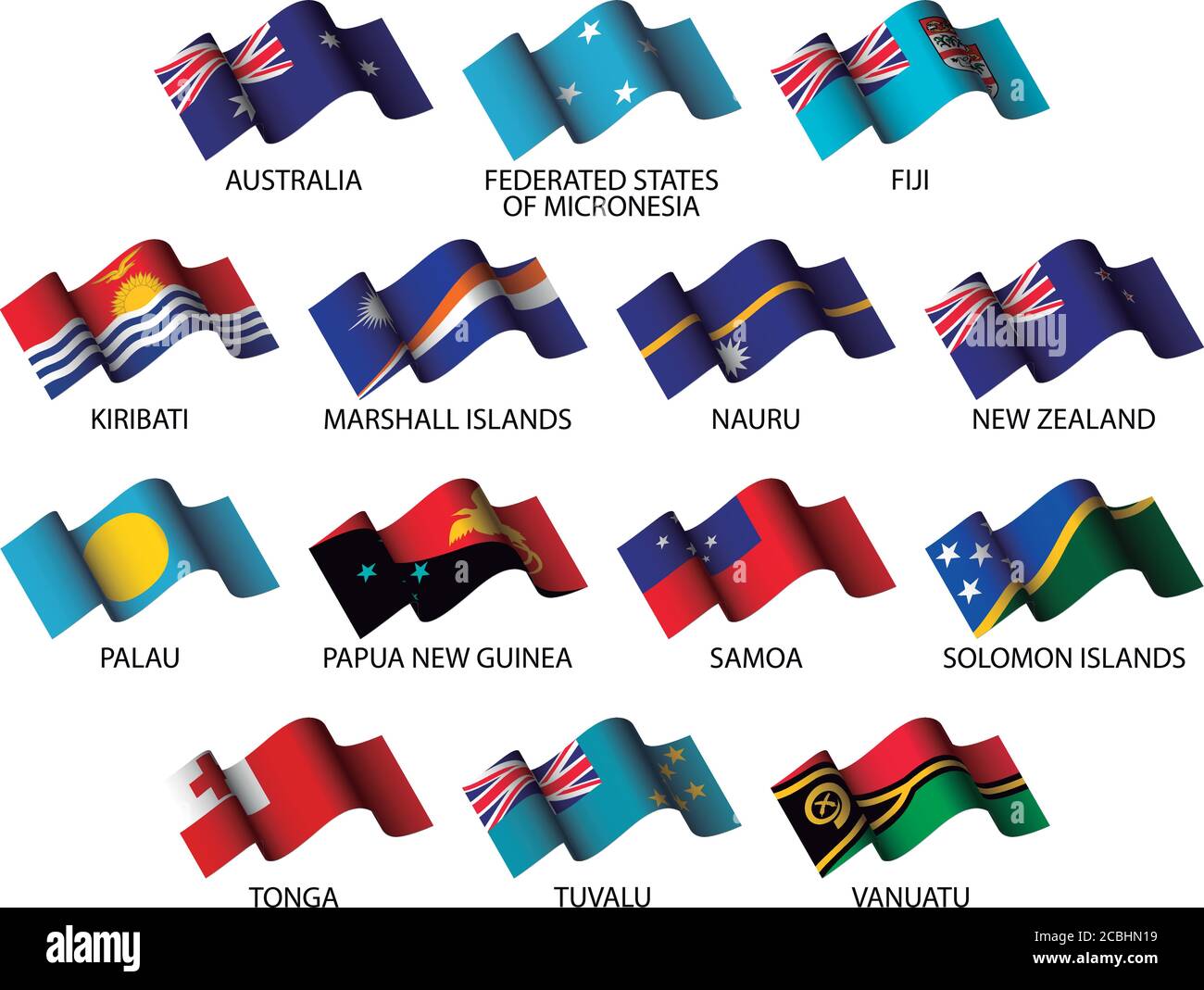 set of all oceania flags on white background Stock Vector Image & Art ...