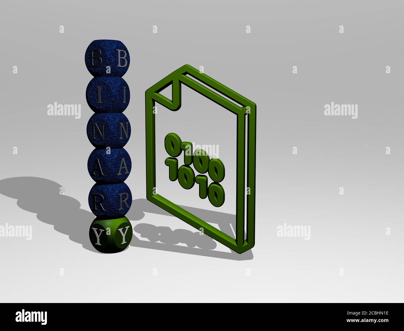 binary 3D icon and dice letter text - 3D illustration for background ...