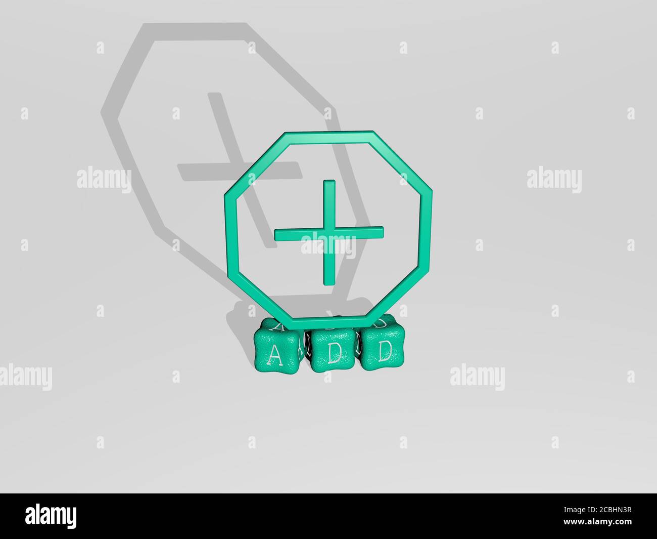 ADD 3D icon on cubic text - 3D illustration for background and business ...