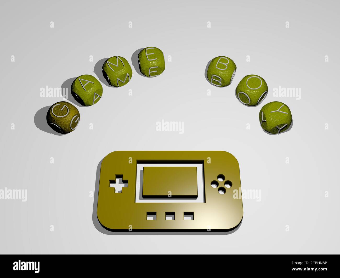game boy icon surrounded by the text of individual letters - 3D ...