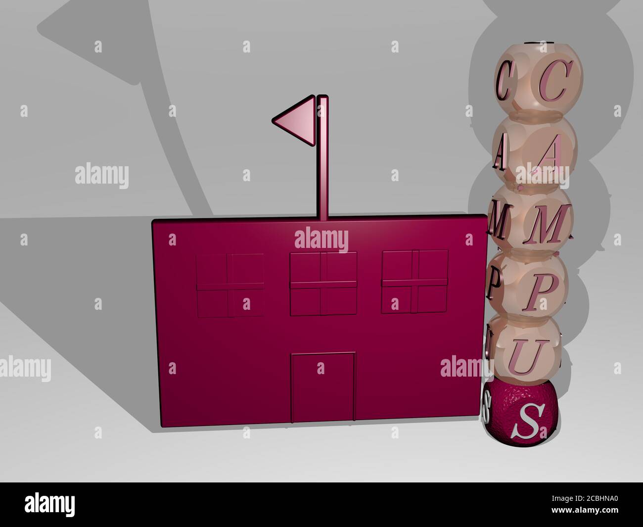 CAMPUS 3D icon beside the vertical text of individual letters - 3D ...