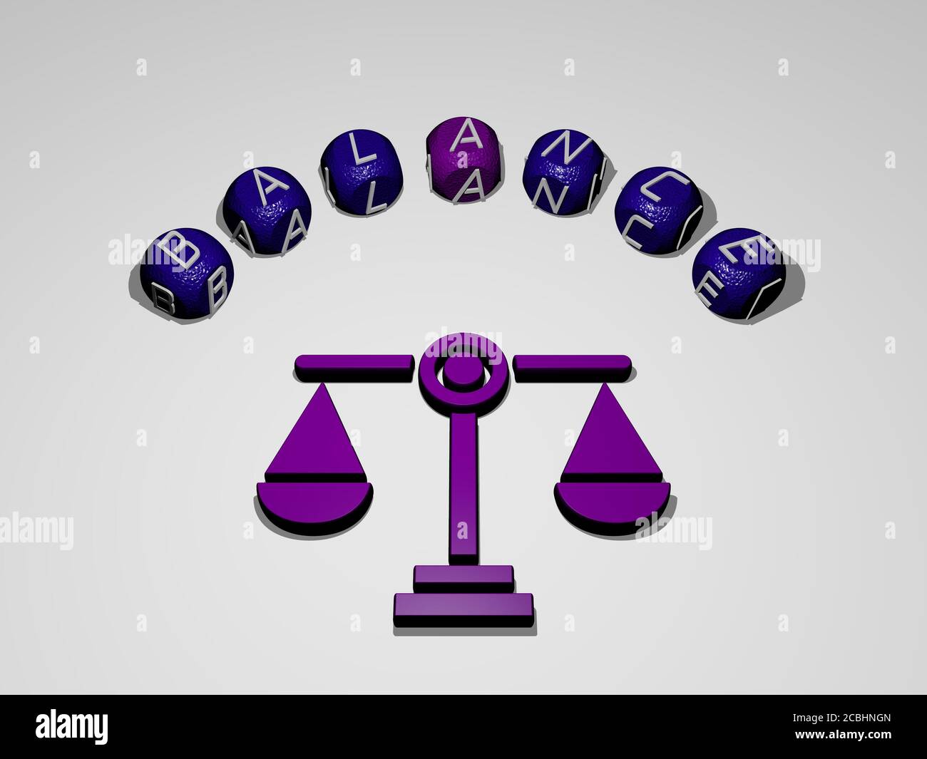BALANCE icon surrounded by the text of individual letters - 3D ...
