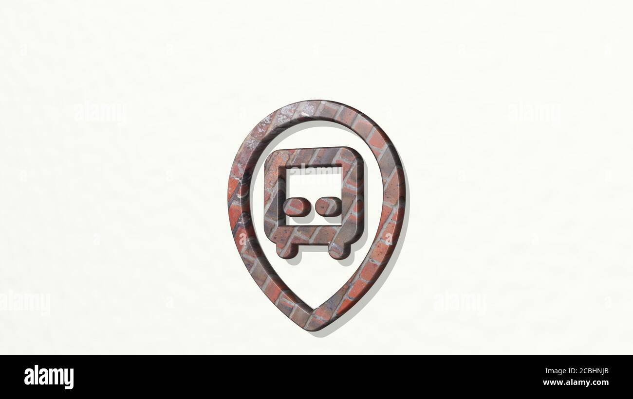 STYLE THREE PIN BUS 3D icon on the wall - 3D illustration for ...