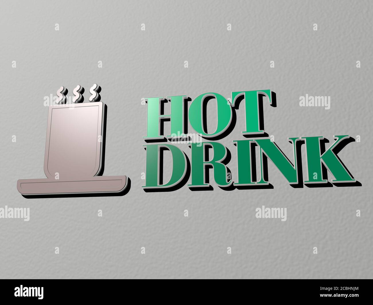 hot drink icon and text on the wall - 3D illustration for background ...