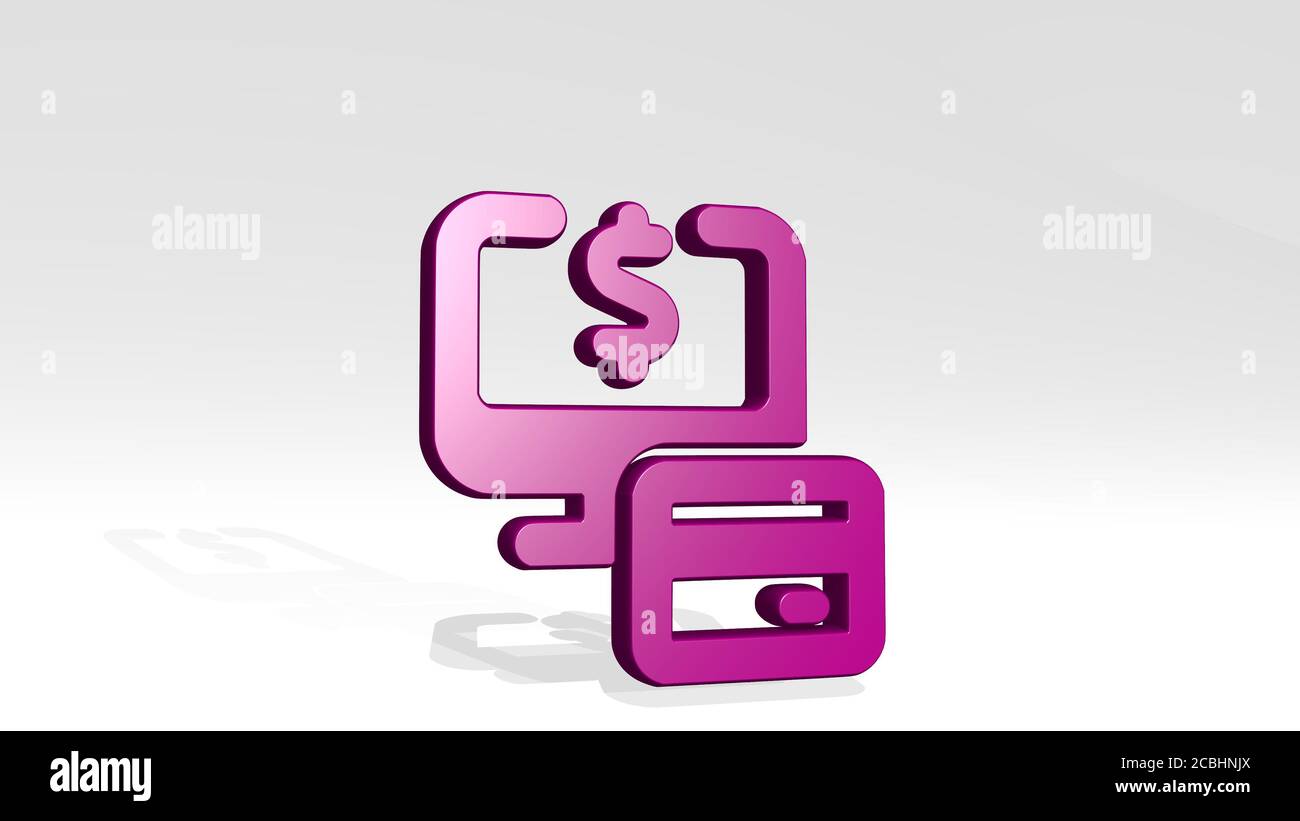 credit card monitor payment 3D icon casting shadow - 3D illustration ...