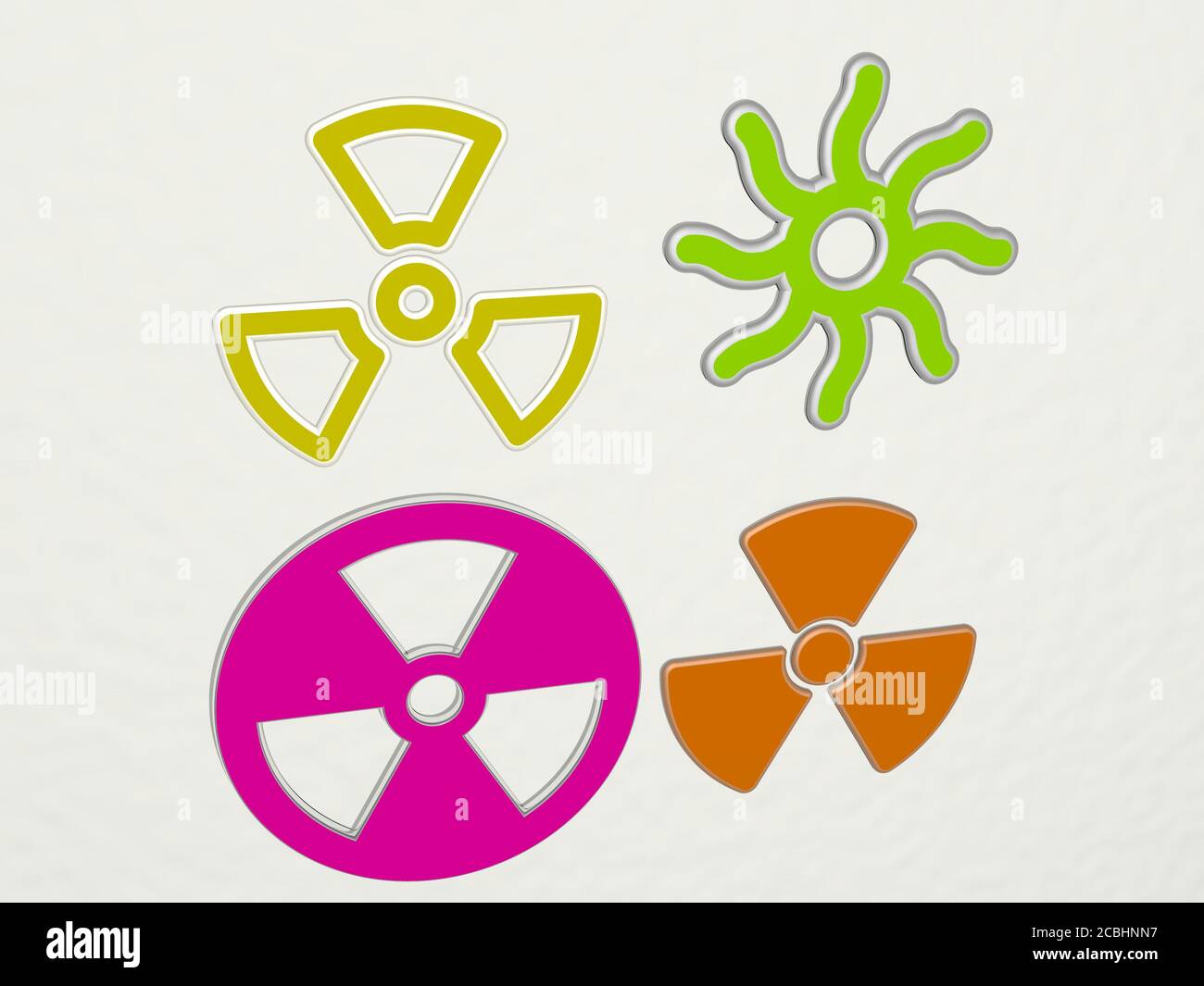 RADIATION 4 icons set - 3D illustration for background and nuclear ...