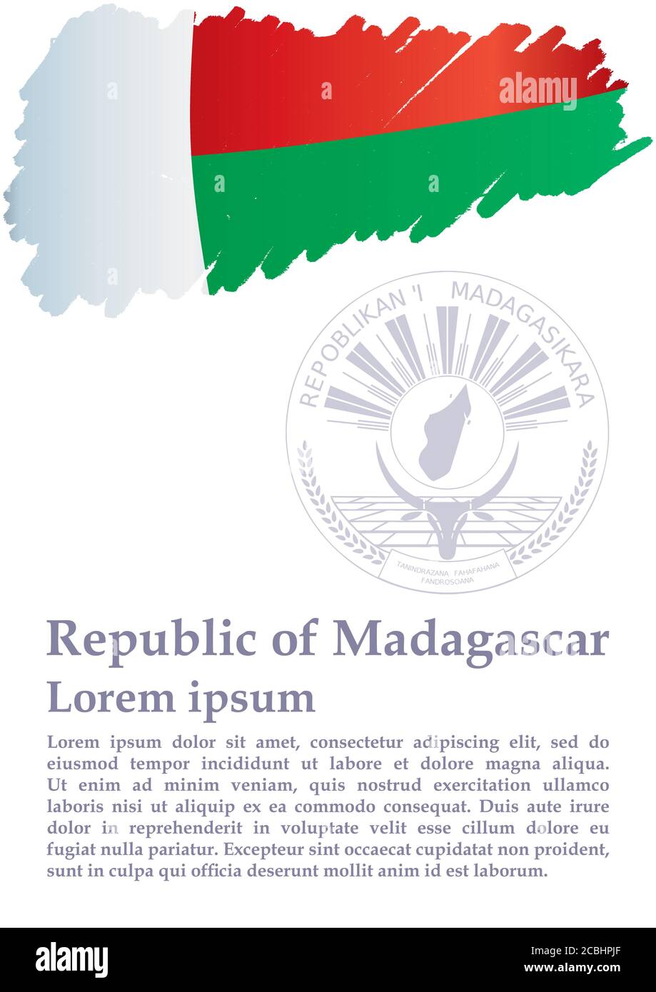 Flag of Madagascar, Republic of Madagascar. Template for award design ...