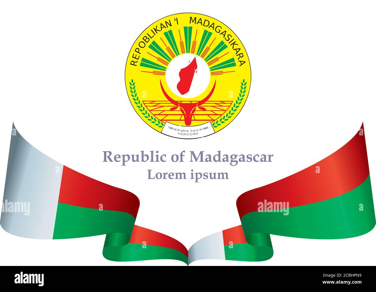 Flag of Madagascar, Republic of Madagascar. Template for award design ...