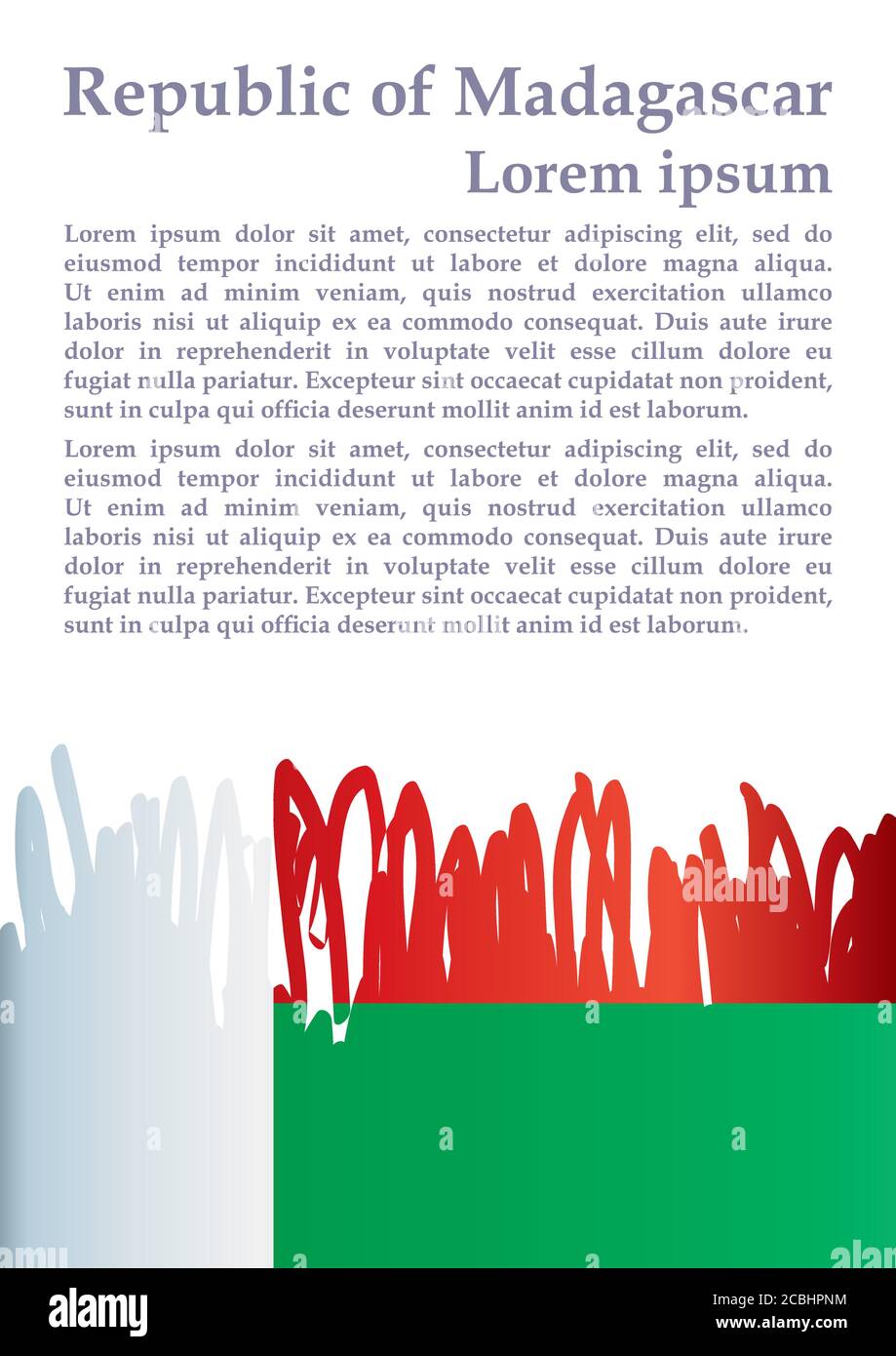 Flag of Madagascar, Republic of Madagascar. Template for award design ...